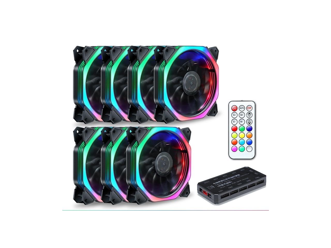 7fans+remote controller pwm cpu rgb fan 120mm Fan Computer PC Case Fan ...