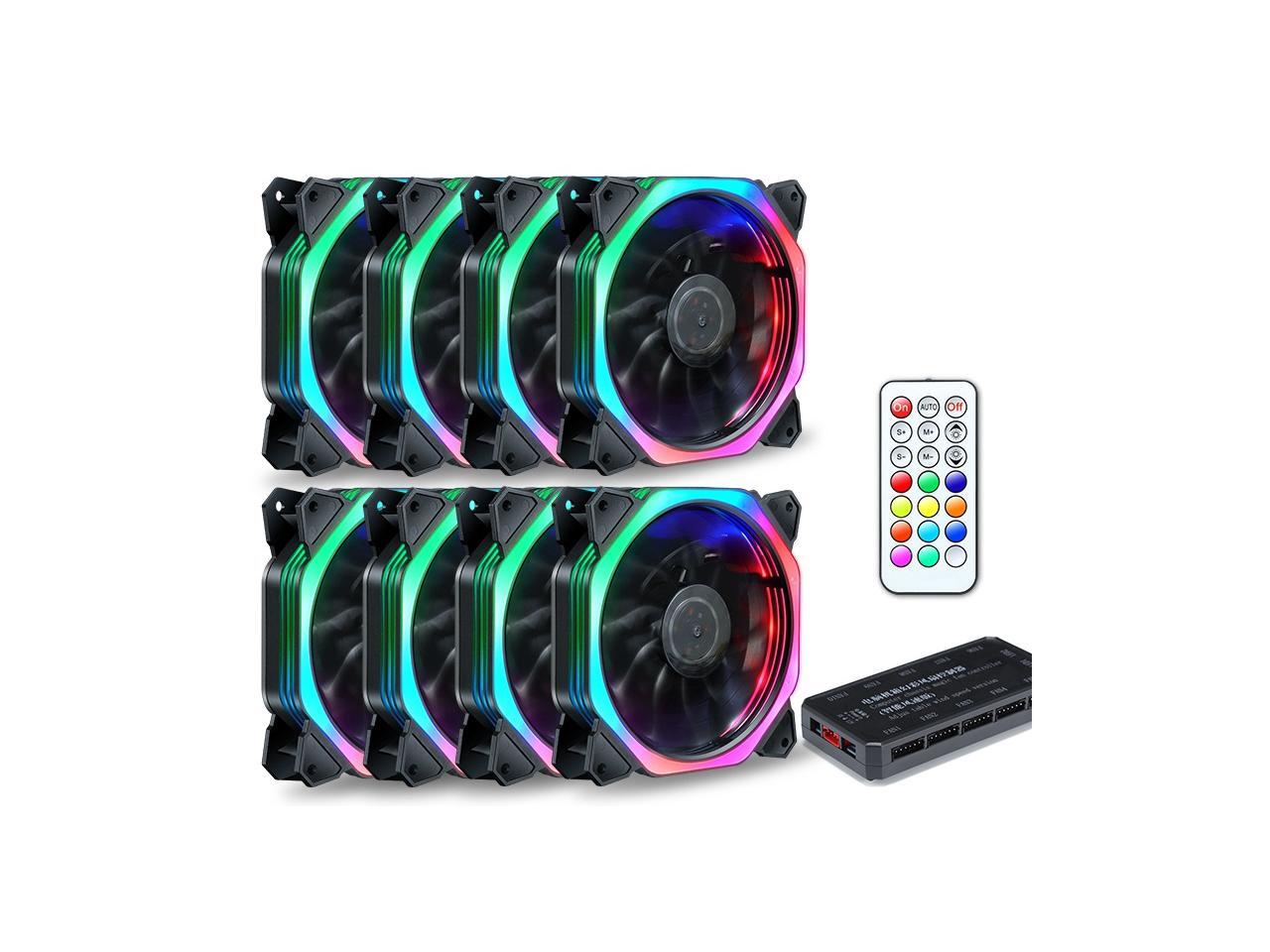 8pcs fan + remote controller pwm cpu rgb fan 120mm Fan Computer PC Case ...