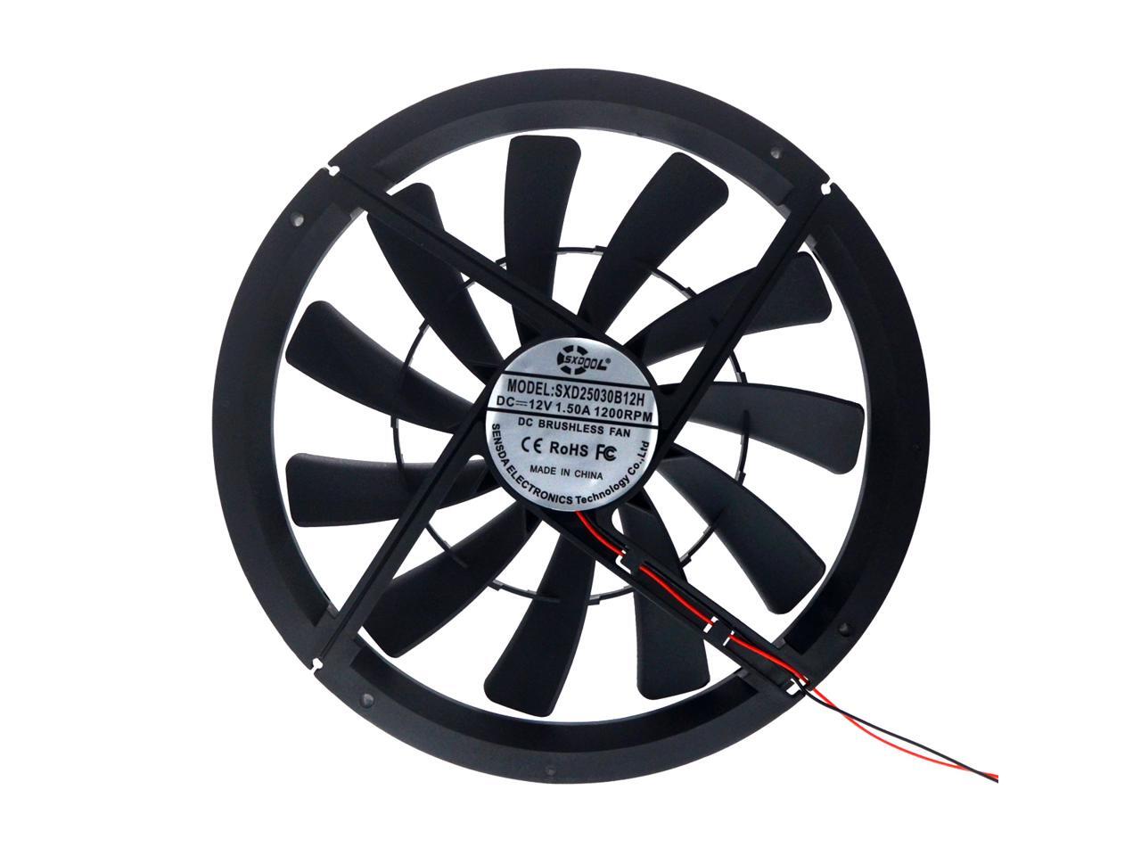 SXDOOL 250mm DC 12V Cooling Fan,1200 RPM 40DBA molex 4D 25X3 cm, for ...