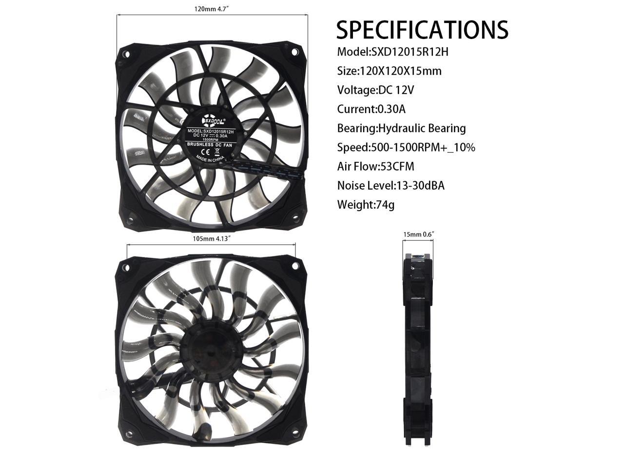 12015 Slim 15mm Thickness, Best for Small Case 120mm PWM Controlled Fan ...