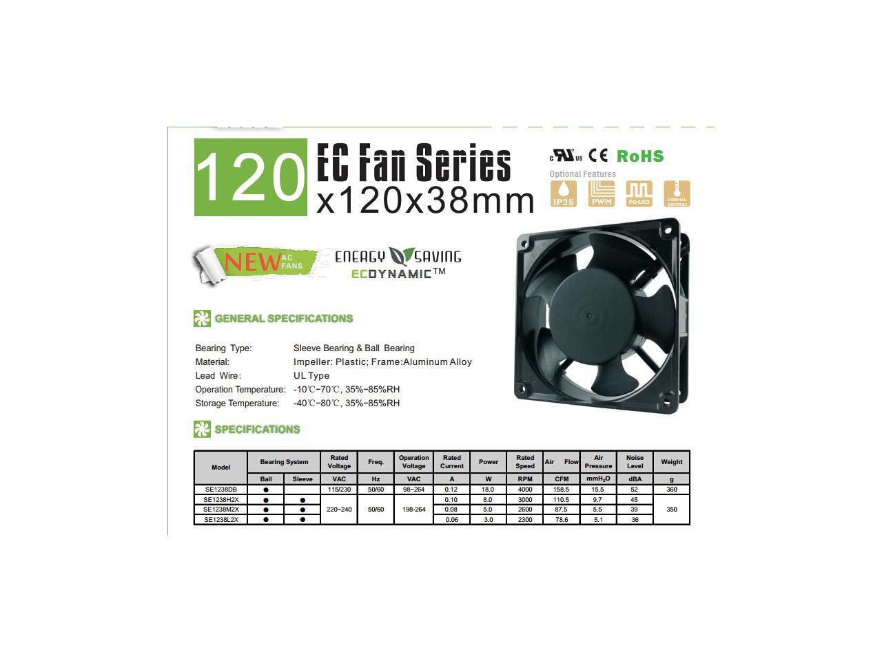 EC fan motor ec plug fan 12038 120*120*38 mm 12cm 120mm Double Voltage ...