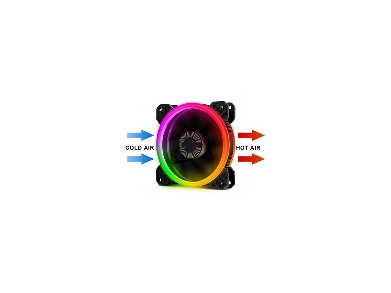 Aurora 1-Pack DR12 Case Fan RGB LED 120mm High Performance High Airflow ...