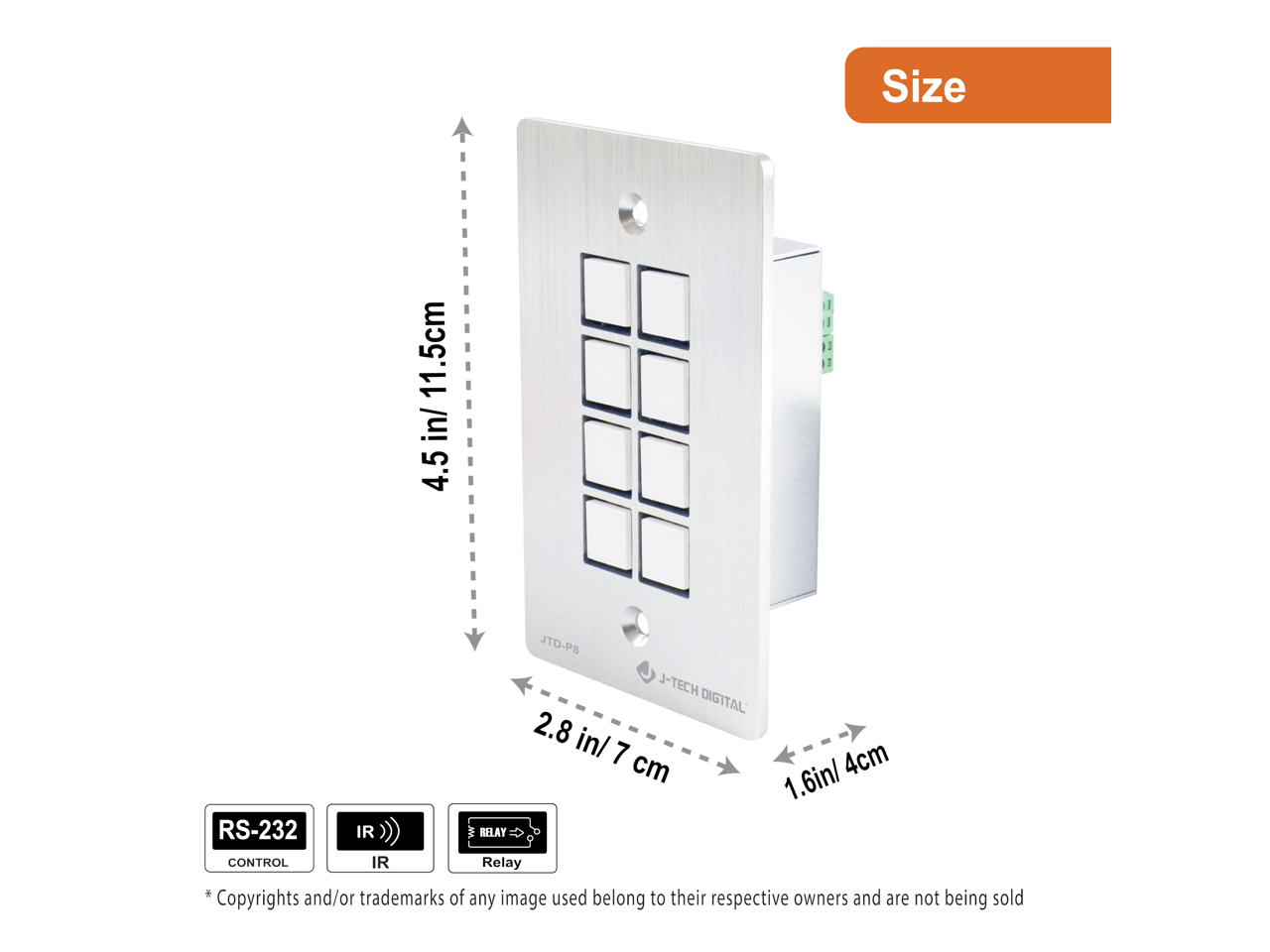 J-Tech Digital 8-Button Control Panel Wall Plate with Programmable LED ...