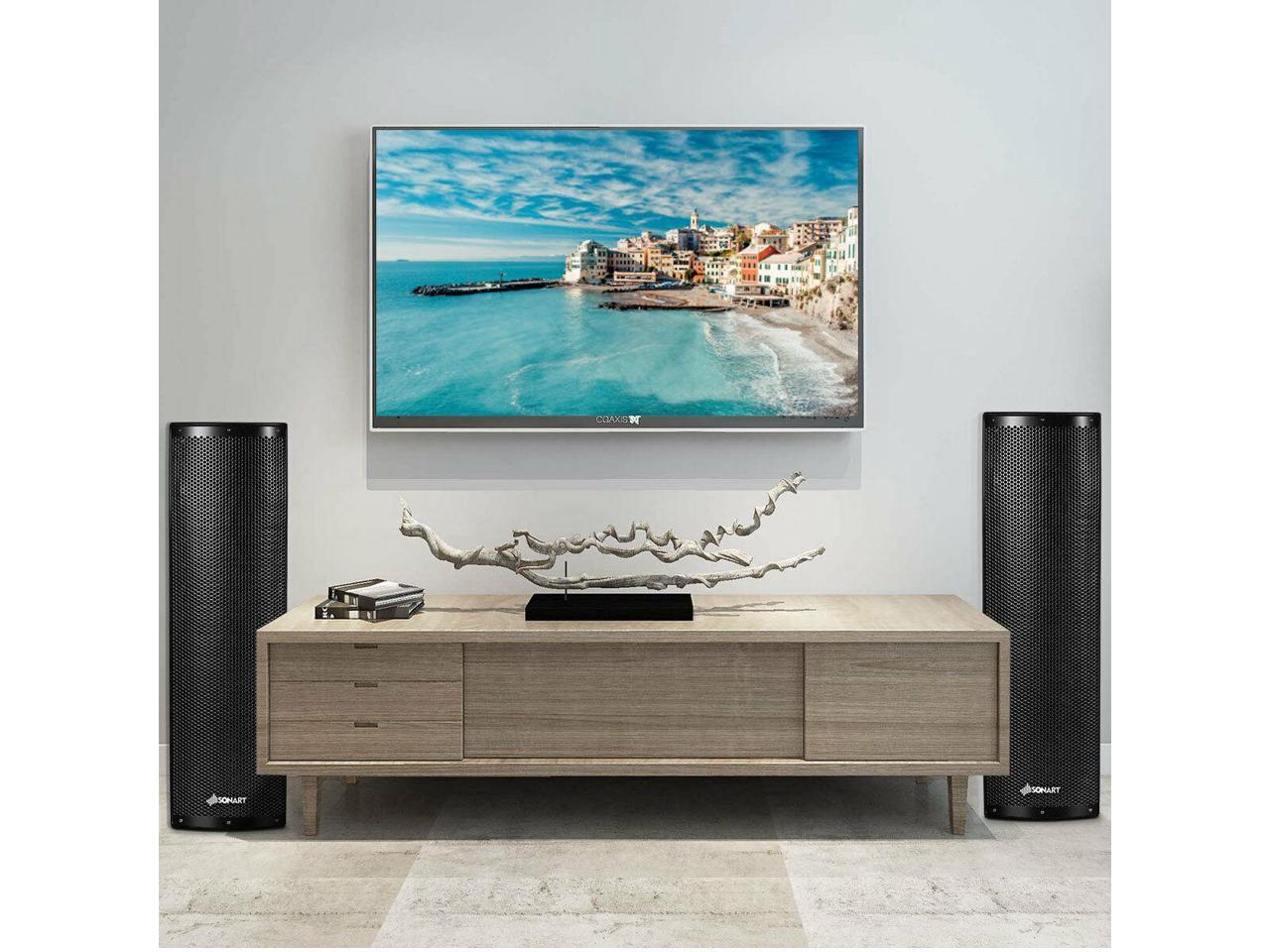 Sonart 2000W Set of 2 Bi-Amplified Speakers PA System with 3-Channel ...