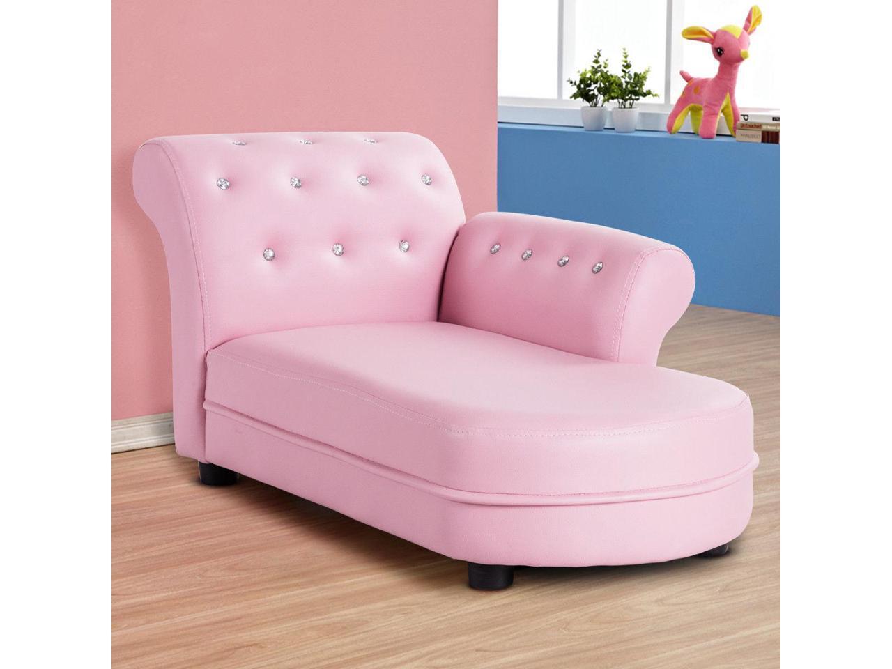 Pink Kids Sofa Chaise Lounge Armrest Chair Relax Couch Bedroom Living ...