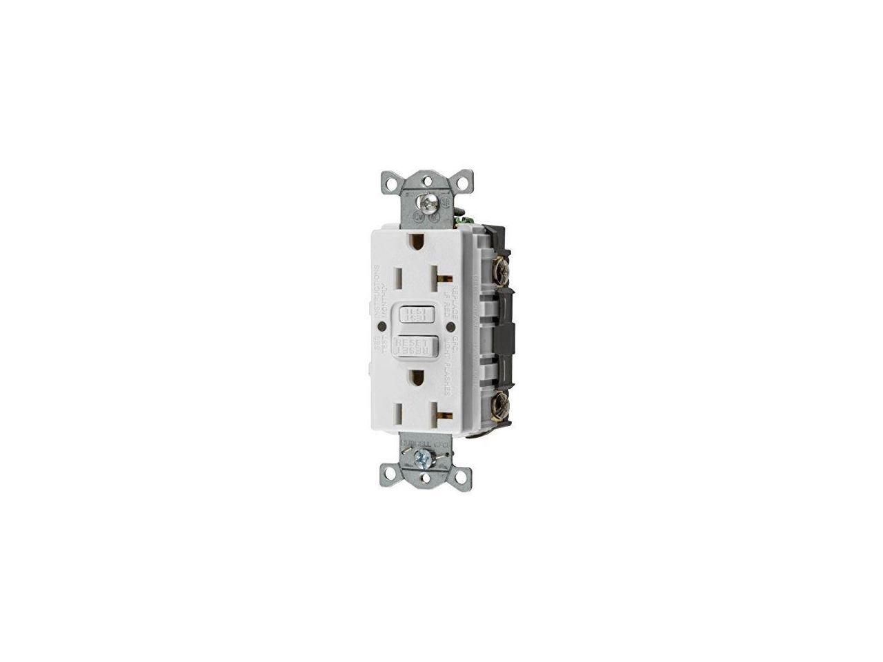 HUBBELL WIRING DEVICE-KELLEMS GFRST20W GFCI Receptacle,20A,125VAC,5-20R ...