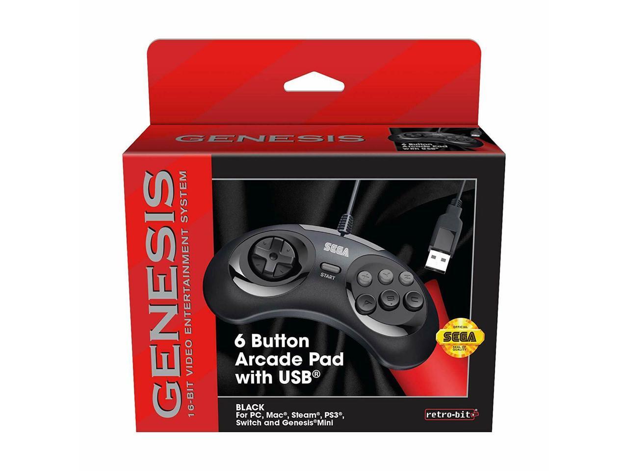 Retro-Bit Official Sega Genesis USB Controller 6-Button Arcade Pad for ...
