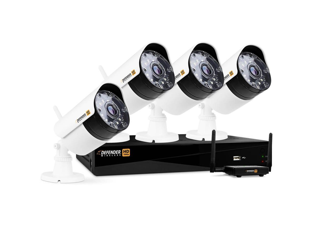 Defender Wireless HD 1080p 4 Channel 1TB DVR Security System with Smart ...