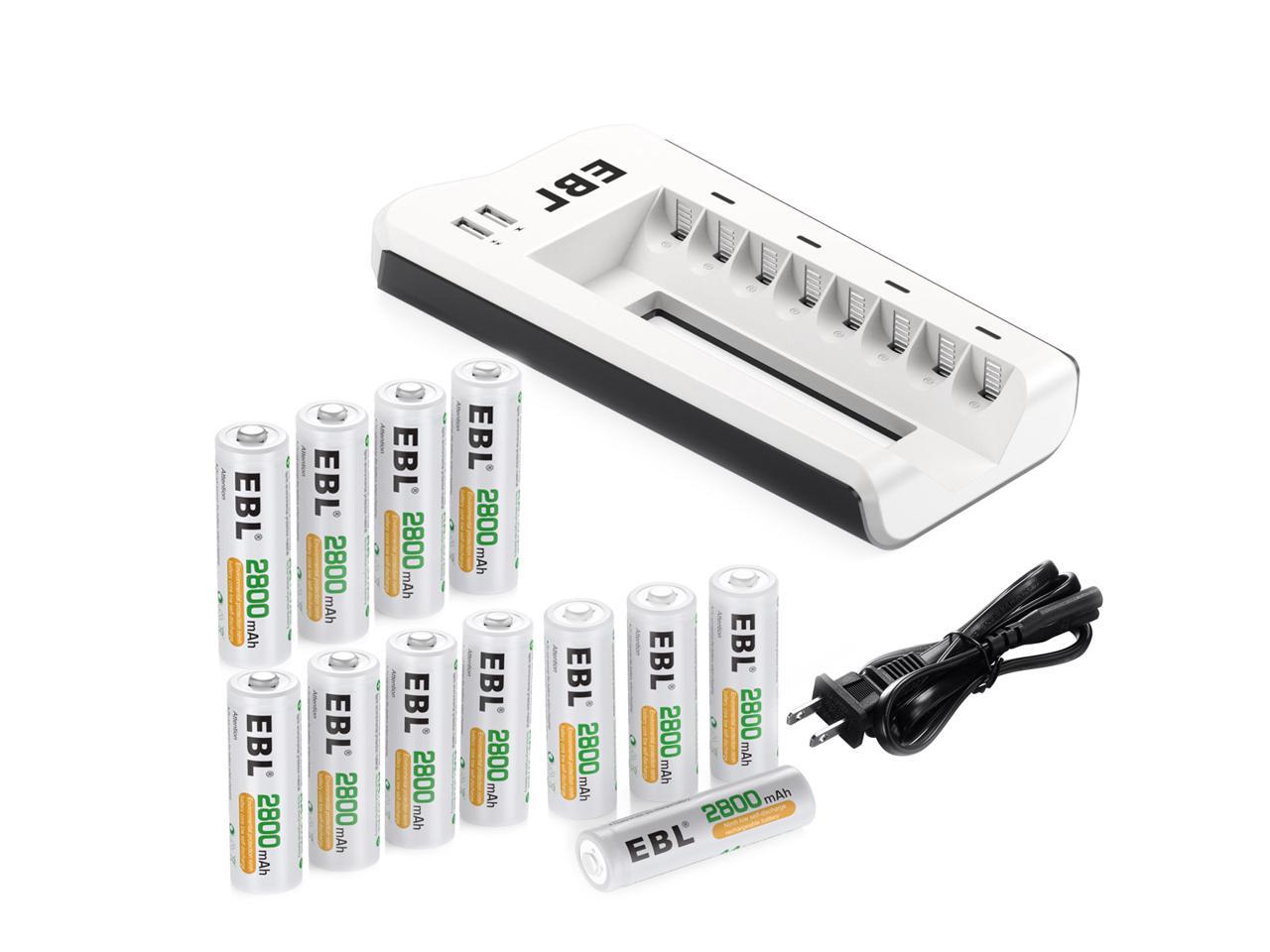 EBL 12 Pack 2800mAh 1.2V AA Rechargeable Battery + 808U Battery Charger ... EBL 12 Pack 2800mAh 1.2V AA Rechargeable Battery + 808U Battery Charger ...