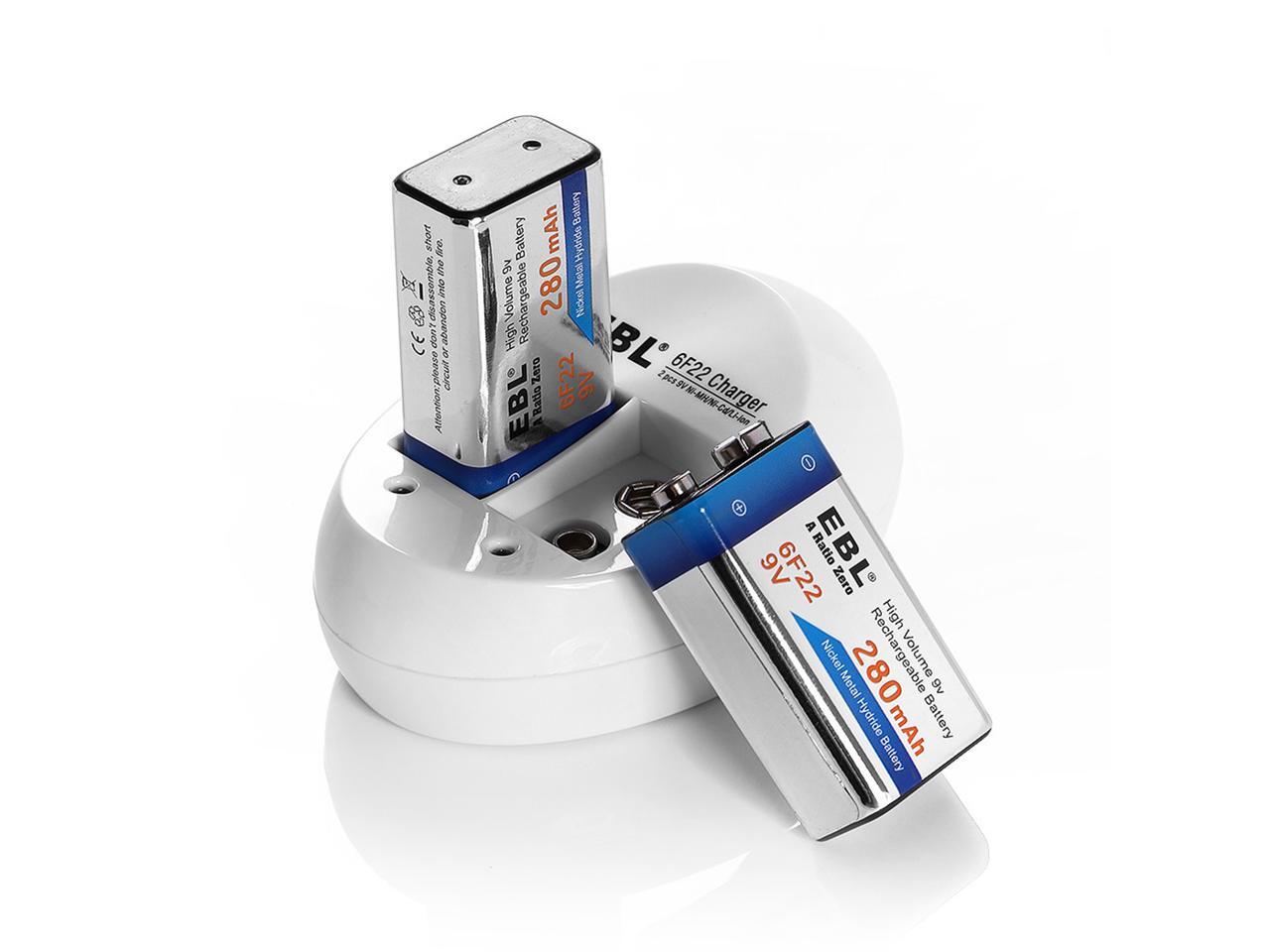 EBL 4 Pack 6F22 Lithium Battery 600mAh 9V Li-ion Rechargeable Batteries ...