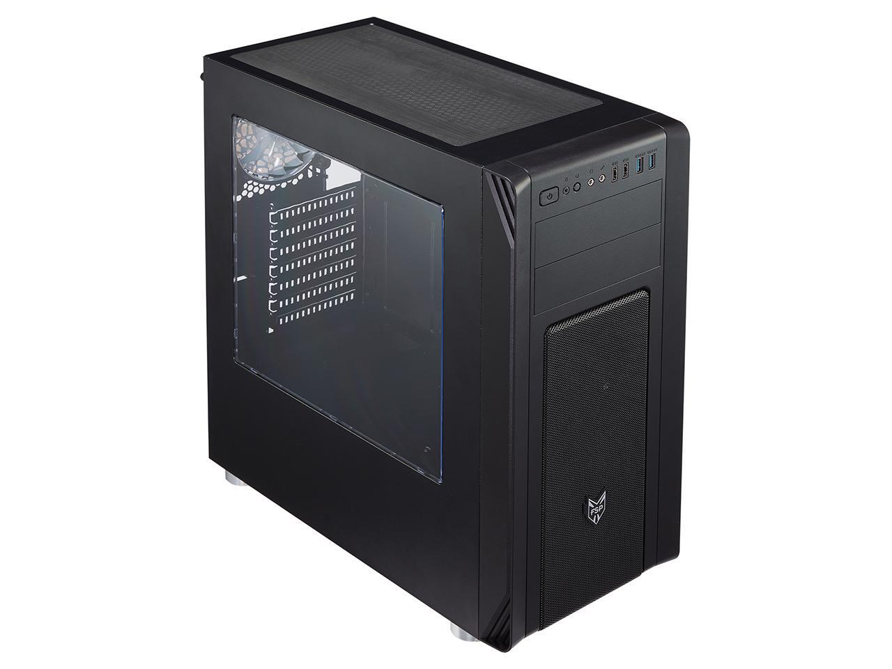 FSP CMT230 ATX Mid Tower PC Computer Gaming Case - Black Chassis with ...