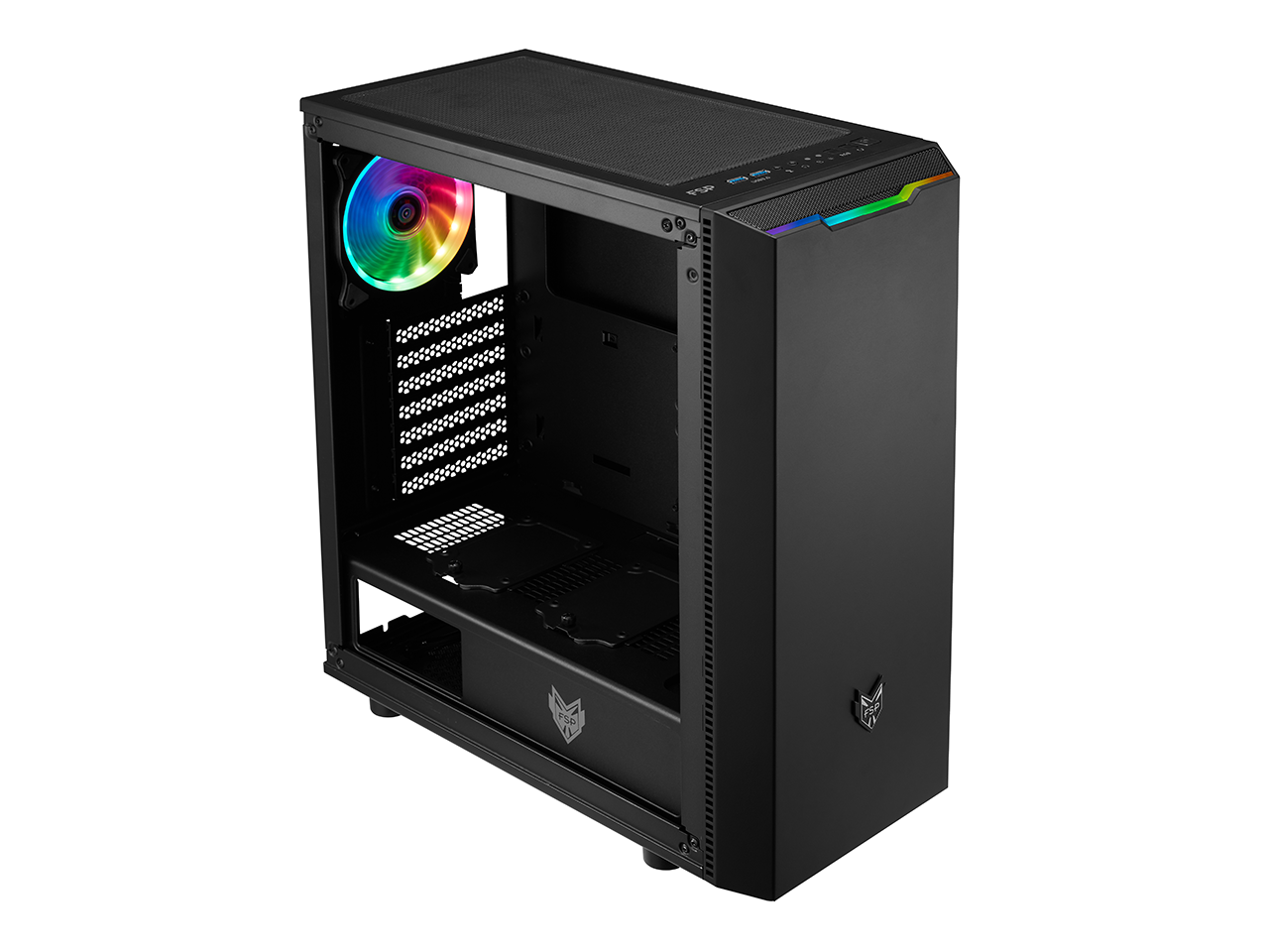FSP ATX Mid Tower PC Gaming Case with a Translucent Tempered Glass Side ...