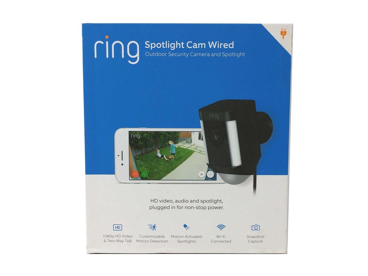 Ring Spotlight Cam Wired, HD Two Way Talk Security Camera Black ...