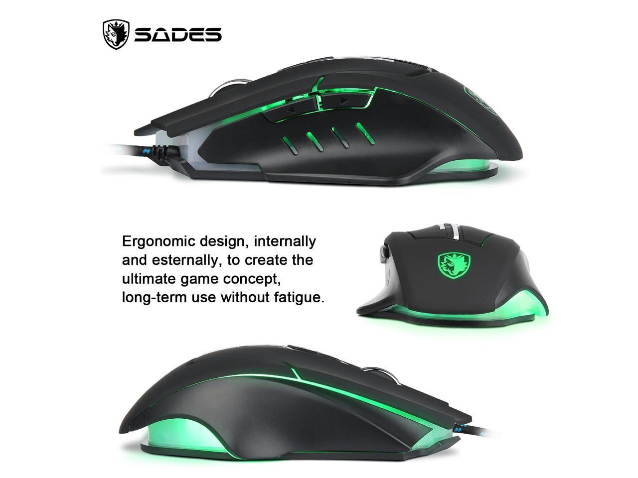 SADES Q7 Gaming Mice 6 Buttons Professional LED Optical USB Wired ...