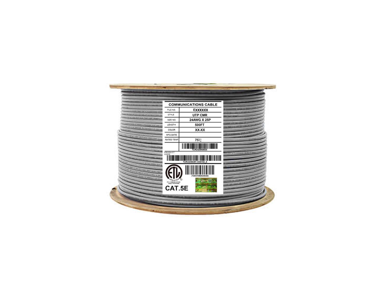 Elite Cat5e Riser (CMR), 500ft, 350MHz, 24AWG, 25 Unshielded Twisted ...