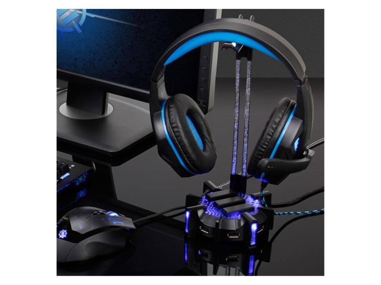 ENHANCE Gaming Headset Stand Headphone Holder with 4 Port USB Hub ...