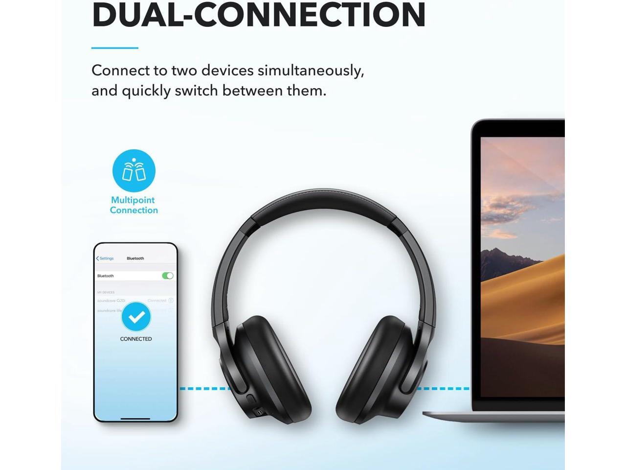 soundcore by Anker Q20i Hybrid Active Noise Cancelling Wireless Over ...