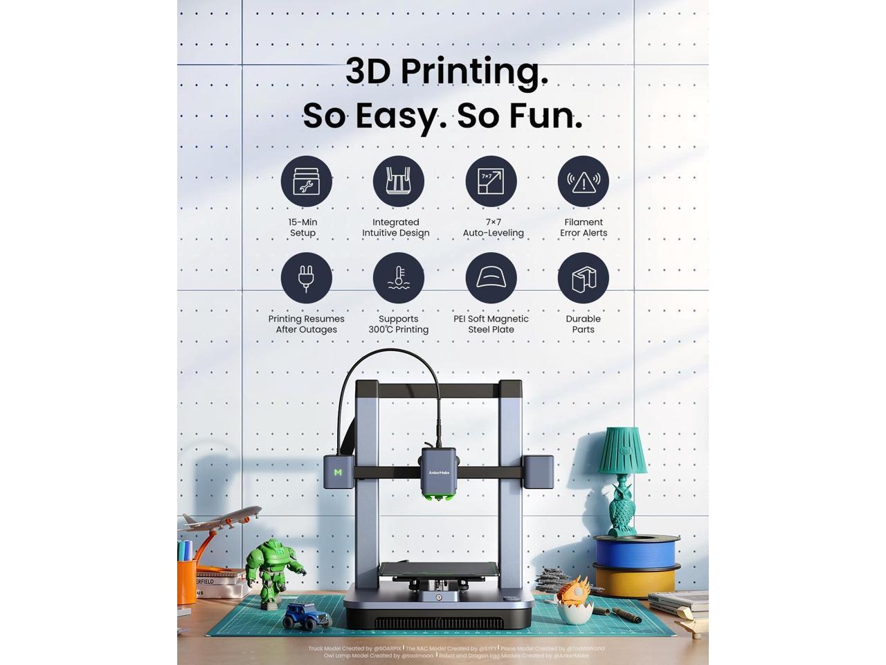 AnkerMake M5C 3D Printer, Easy Control via Multi-Device, 500 mm/s High ...