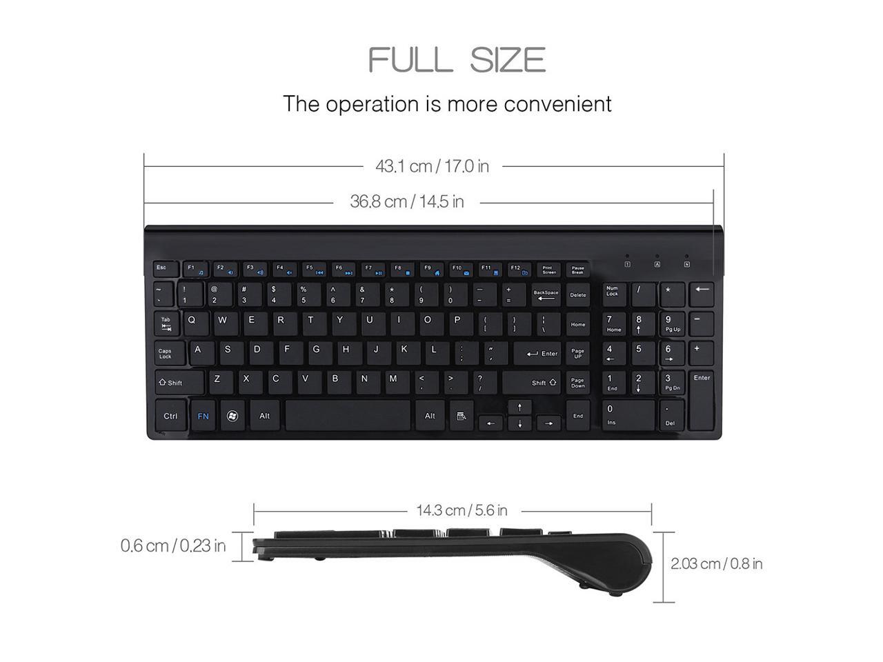 Wireless Keyboard and Mouse, Vssoplor 2.4GHz Compact Quiet Full-Size ...