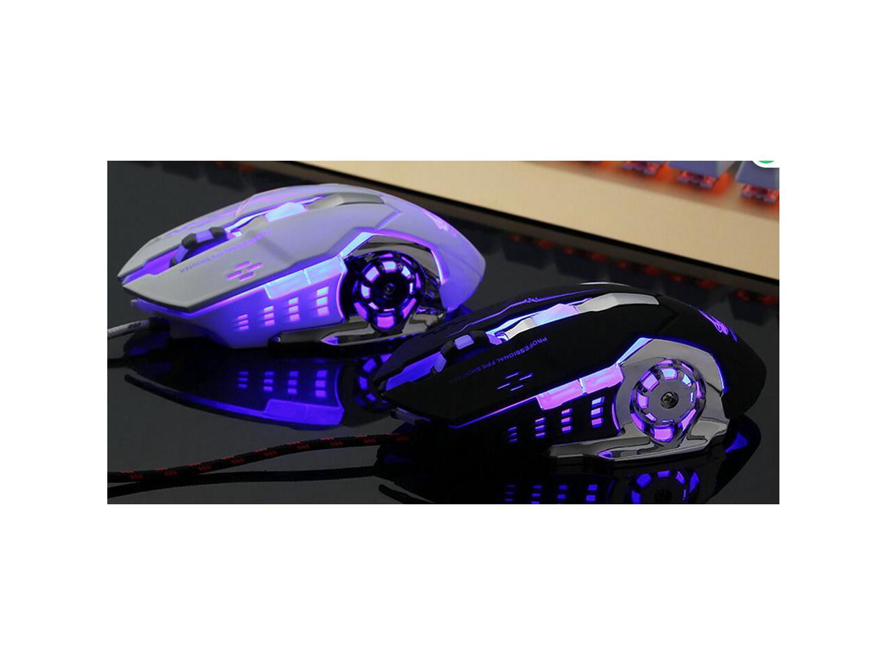 LUOM 6 Button 4000 DPI USB Wired Mechanical Gaming Mouse Mice 4 LED ...
