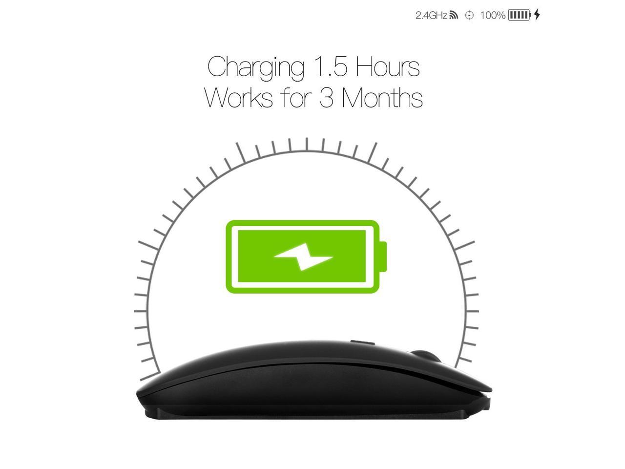 Inphic P-M1 Rechargeable Battery USB Wireless Mouse Mute Silent Click ...