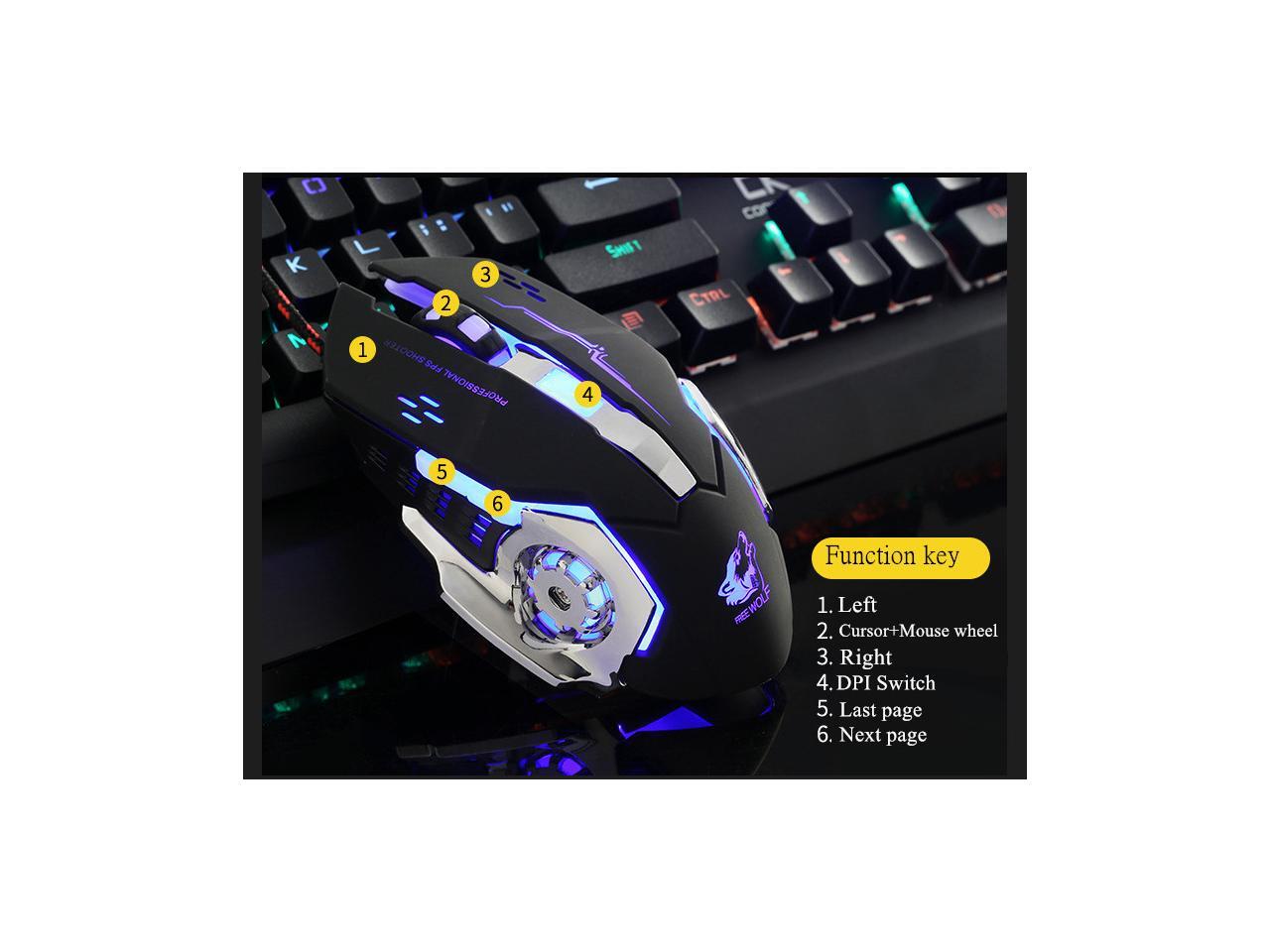 LUOMs Free wolf V5 Wired Gaming Mouse 4000 DPI Optical 6 Buttons ...