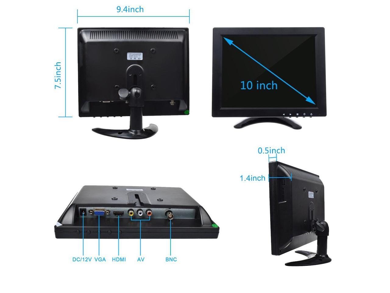 TPEKKA 10 inch IPS CCTV HDMI Monitor 1024x768 Mini Portable Color ...