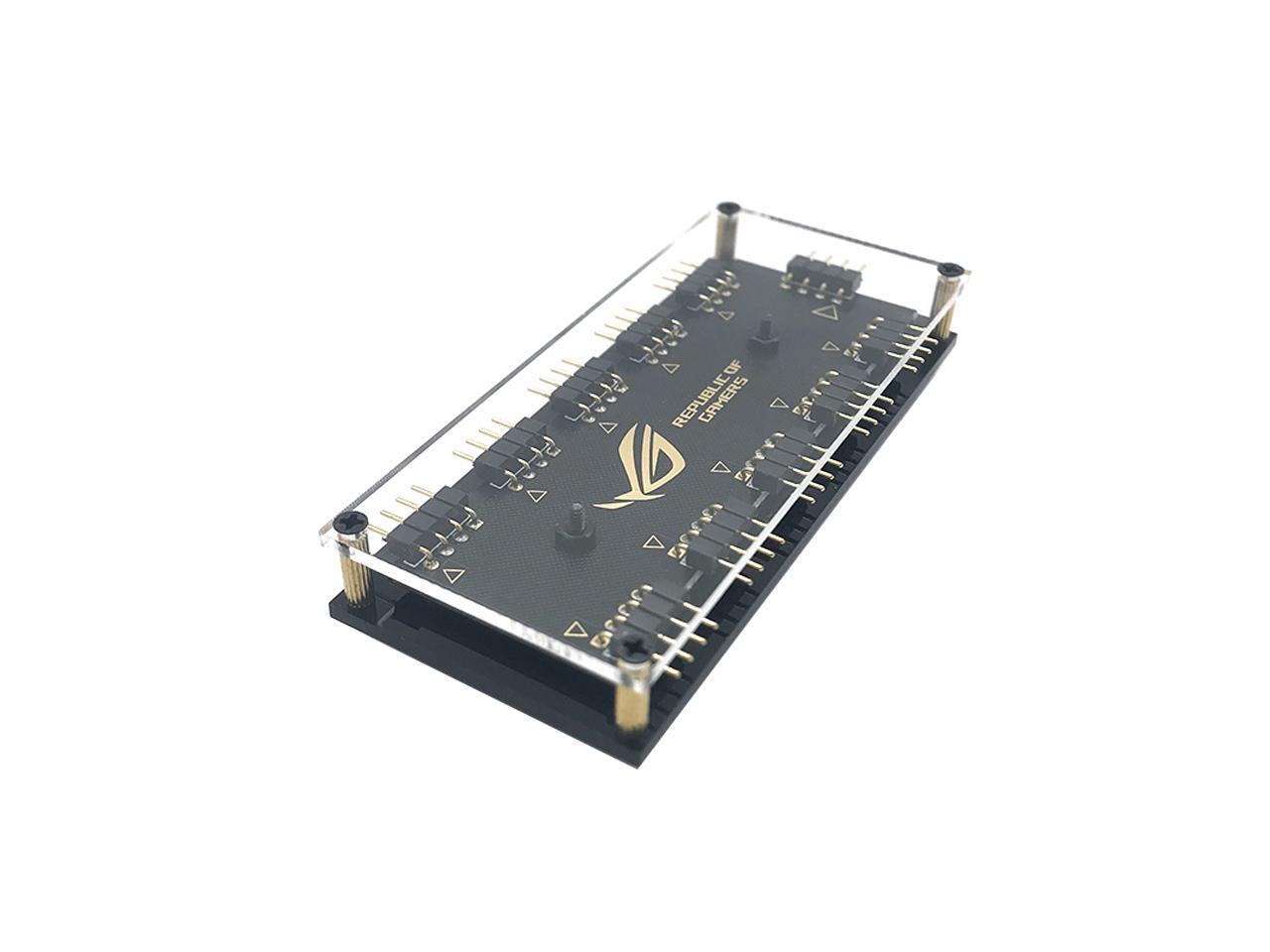 12V 4-pin RGB 10 Ports Hub Splitter w/ PMMA Case, ASUS AURA SYNC RGB ...