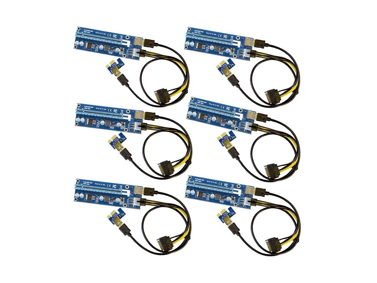 6Packs GPU Riser Cable Adapter,6-Pins PCI-e 1x to 16x Graphics ...