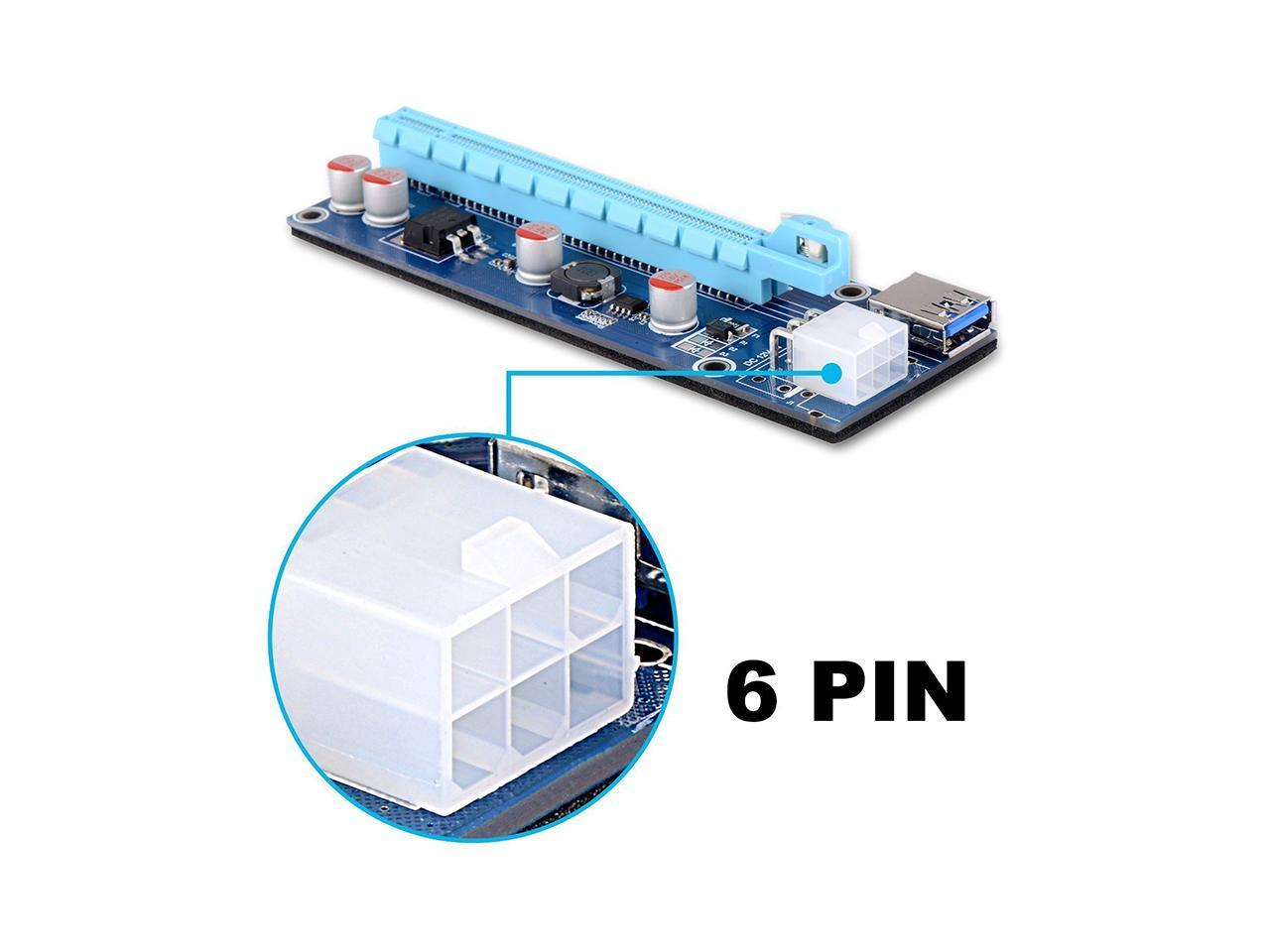 6Packs GPU Riser Cable Adapter,6-Pins PCI-e 1x to 16x Graphics ...