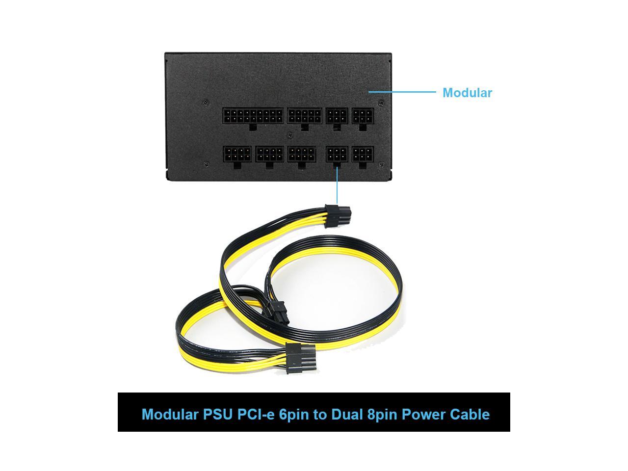 Modular PSU Cable GPU 6Pin to 2 PCIe 8 Pin 6+2pin Vidoe Card 6P to Dual ...