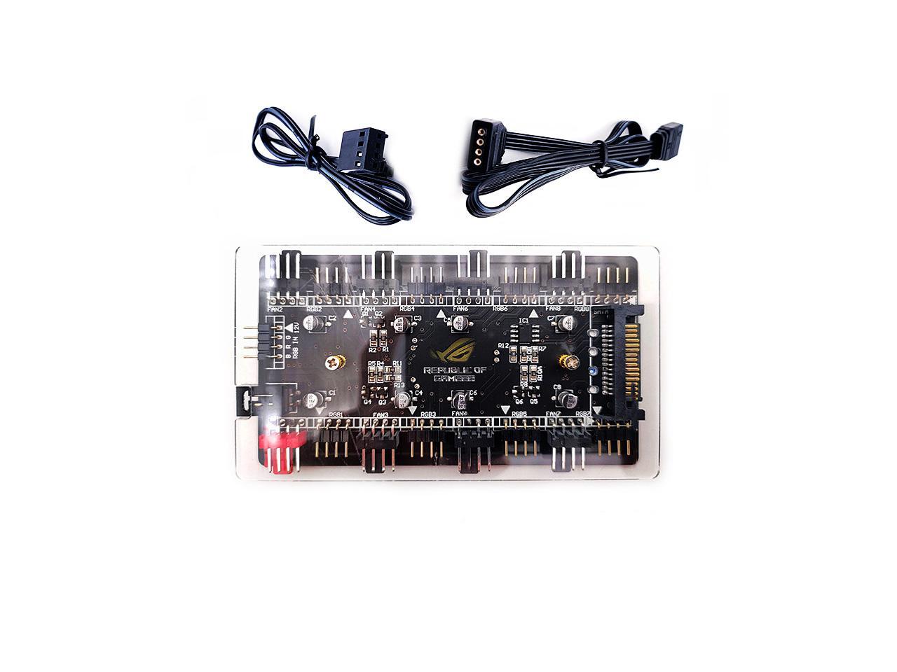 4-Pin PWM & 12V RGB Controller 2-In-1 Hub 8 Ports,4Pin Fan & Mistic ...