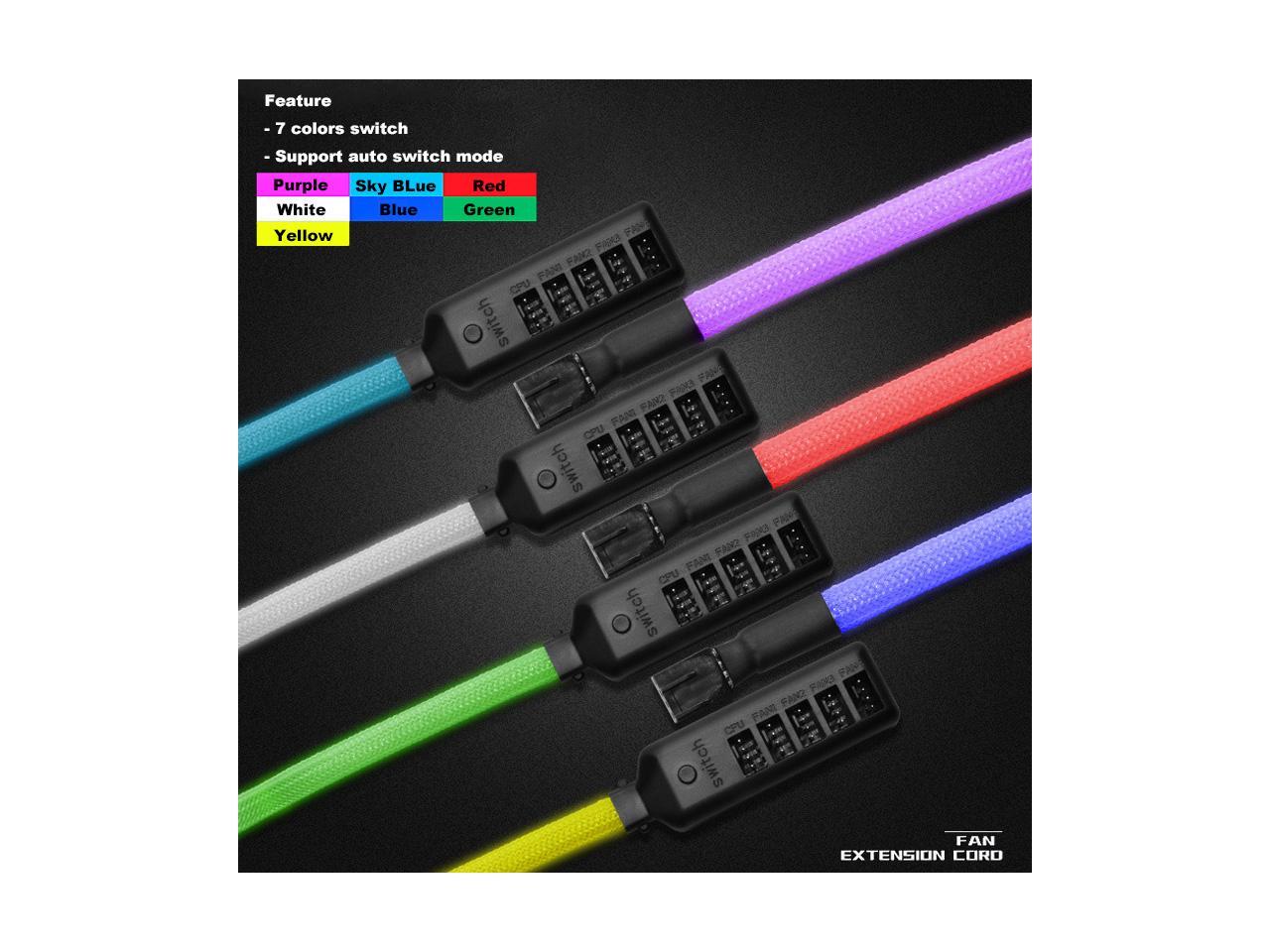 5 Port 1X5 PWM 4-pin Fan Hub Splitter Adapter w/ LED RGB Light Cable,PC ...