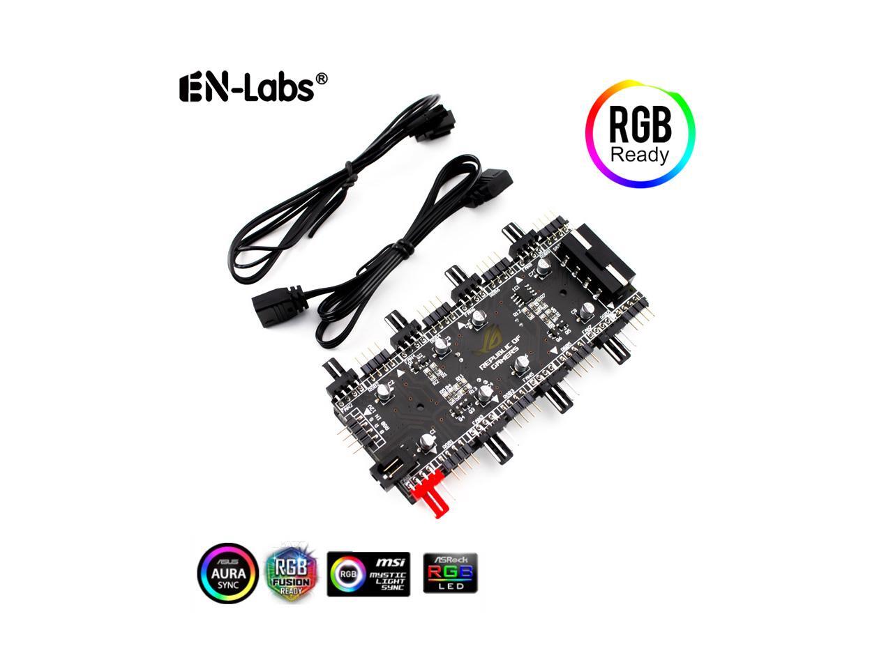 2 in 1 8-Ways 12V RGB Controller and 4 Pin PWM DC Fan Hub with Molex ...