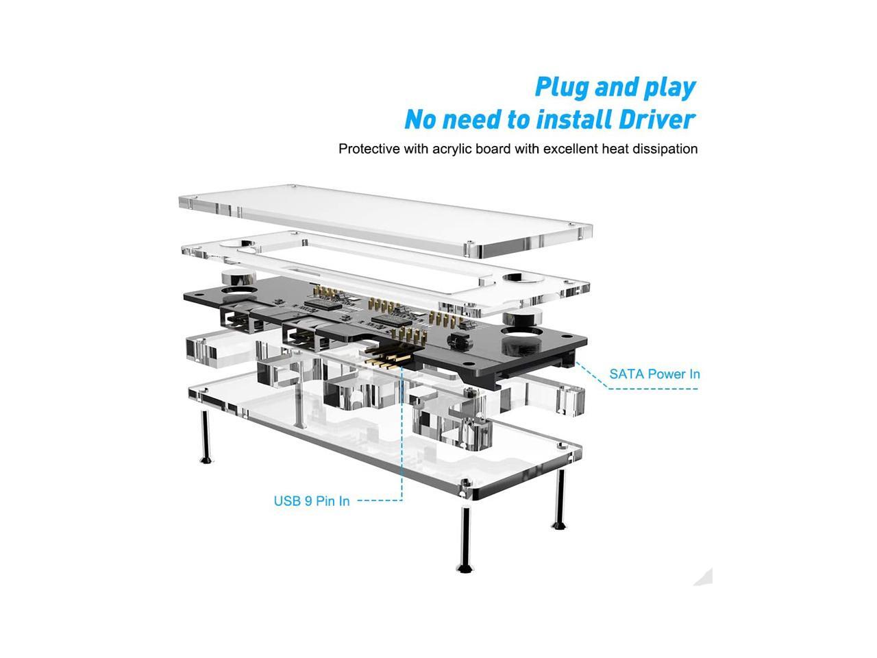 Internal USB 2.0 Hub 5 Ports, USB Motherboard 9pin Header Adapter 1 to ...
