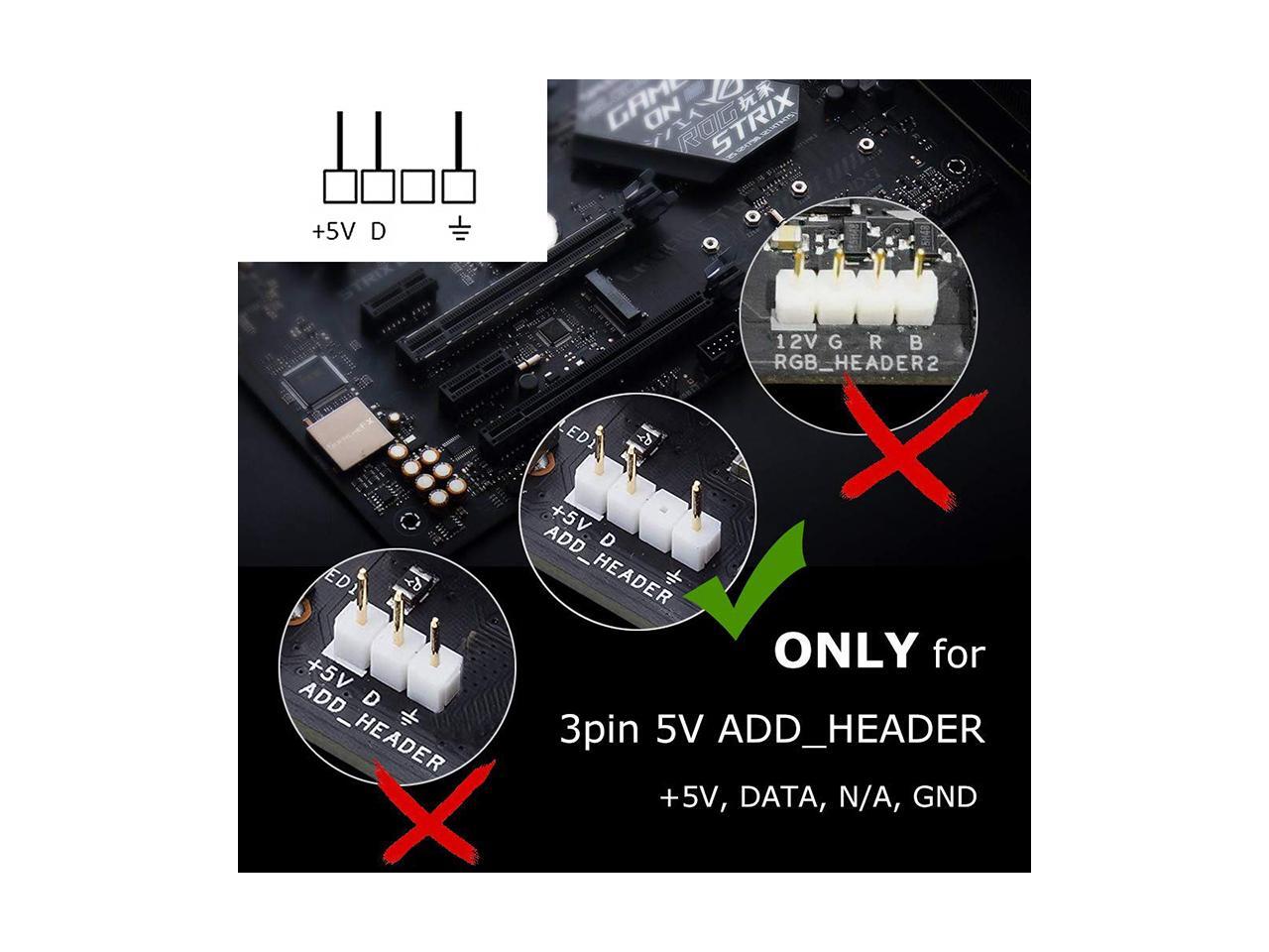 ARGB LED Strip Lights 60LEDs for PC Case Motherboard w/ 3pin 5V ...