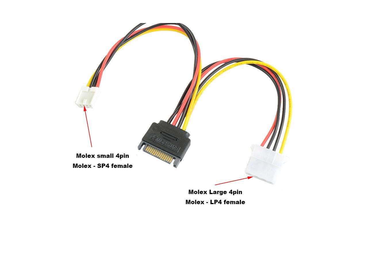 EN-Labs SATA to 4Pin Power Splitter Cable - SATA to IDE LP4 and Floppy ...