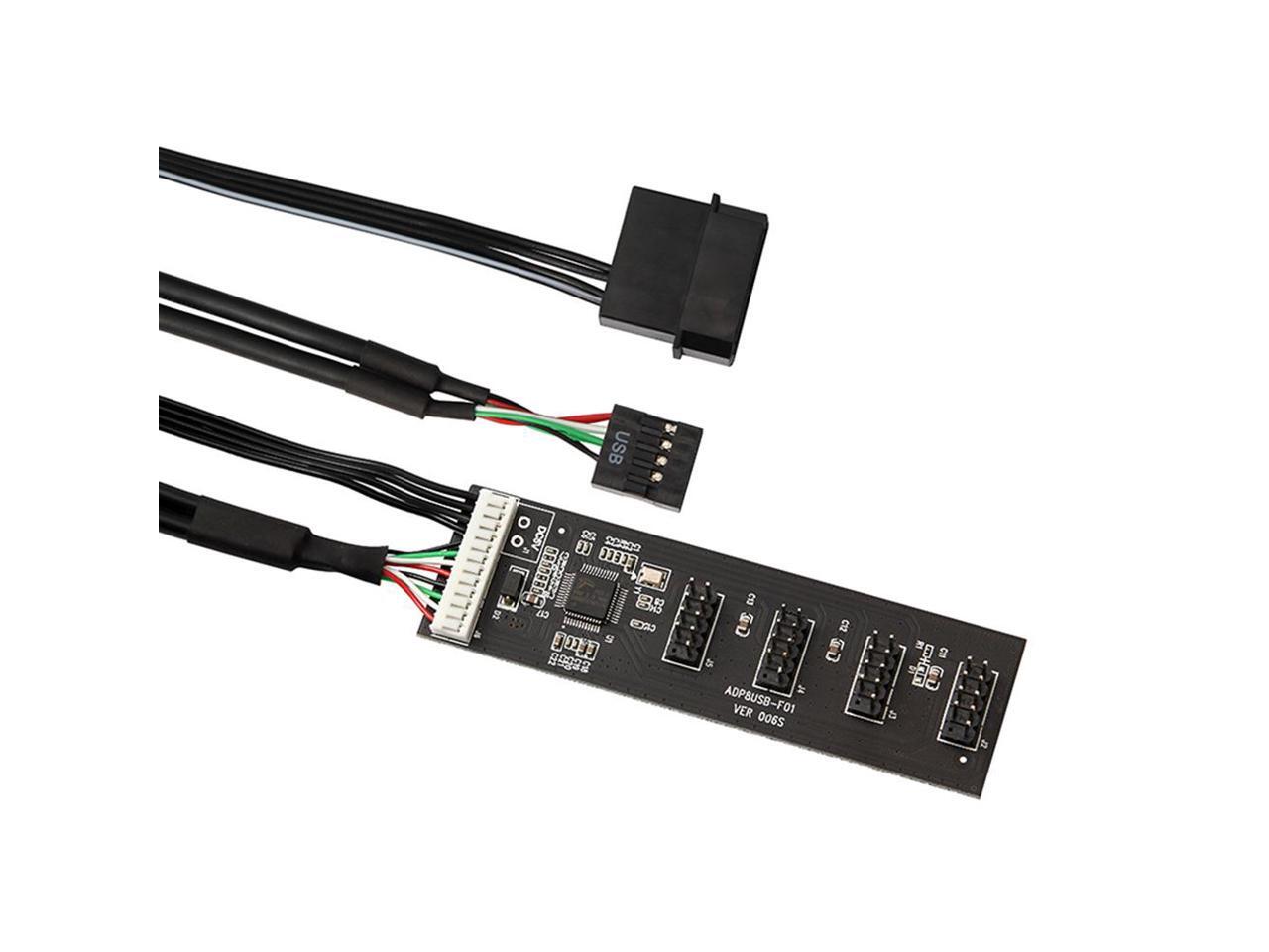 USB 9 Pin Motherboard Header Hub 4 Ports Splitter Adapter, USB 2.0 9Pin ...