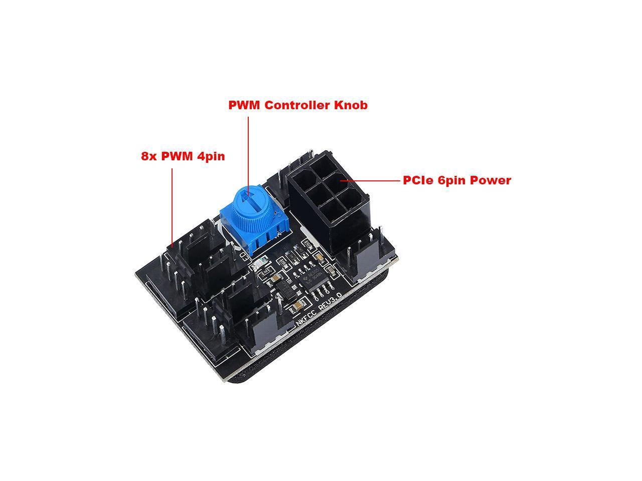 PWM 4 Pin Fan Controller Hub 17A High-Power 8 Ports 4Pin CPU Case ...