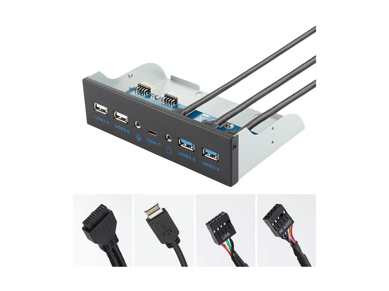 5.25 Inch Front Panel 5 Ports USB Hub w/ HD Audio Output Port ...