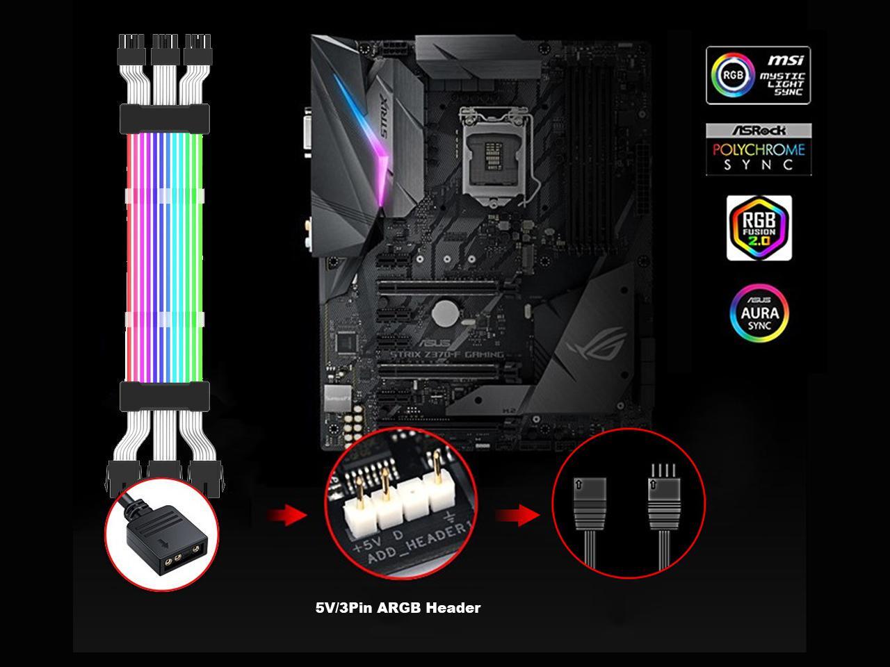 EN-Labs ARGB 3x 8-Pin GPU Power Cable,PCIe 8 Pins 5V/3Pin Addressable ...