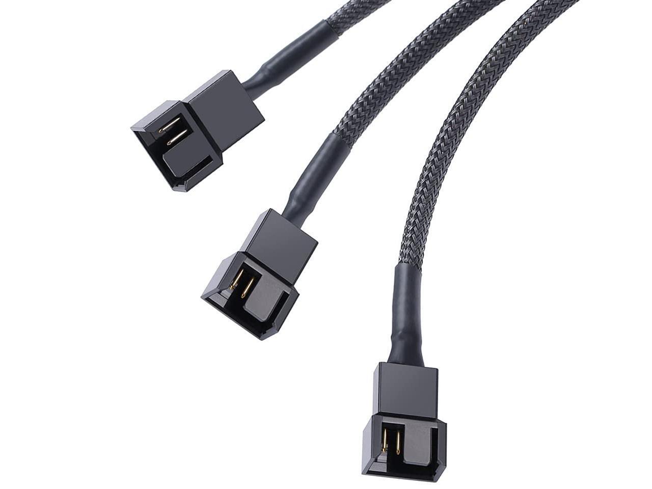 Black Net Jacket Sleeved 10 inch PWM 4pin 1 to 3 4-pins Fan Splitter ...