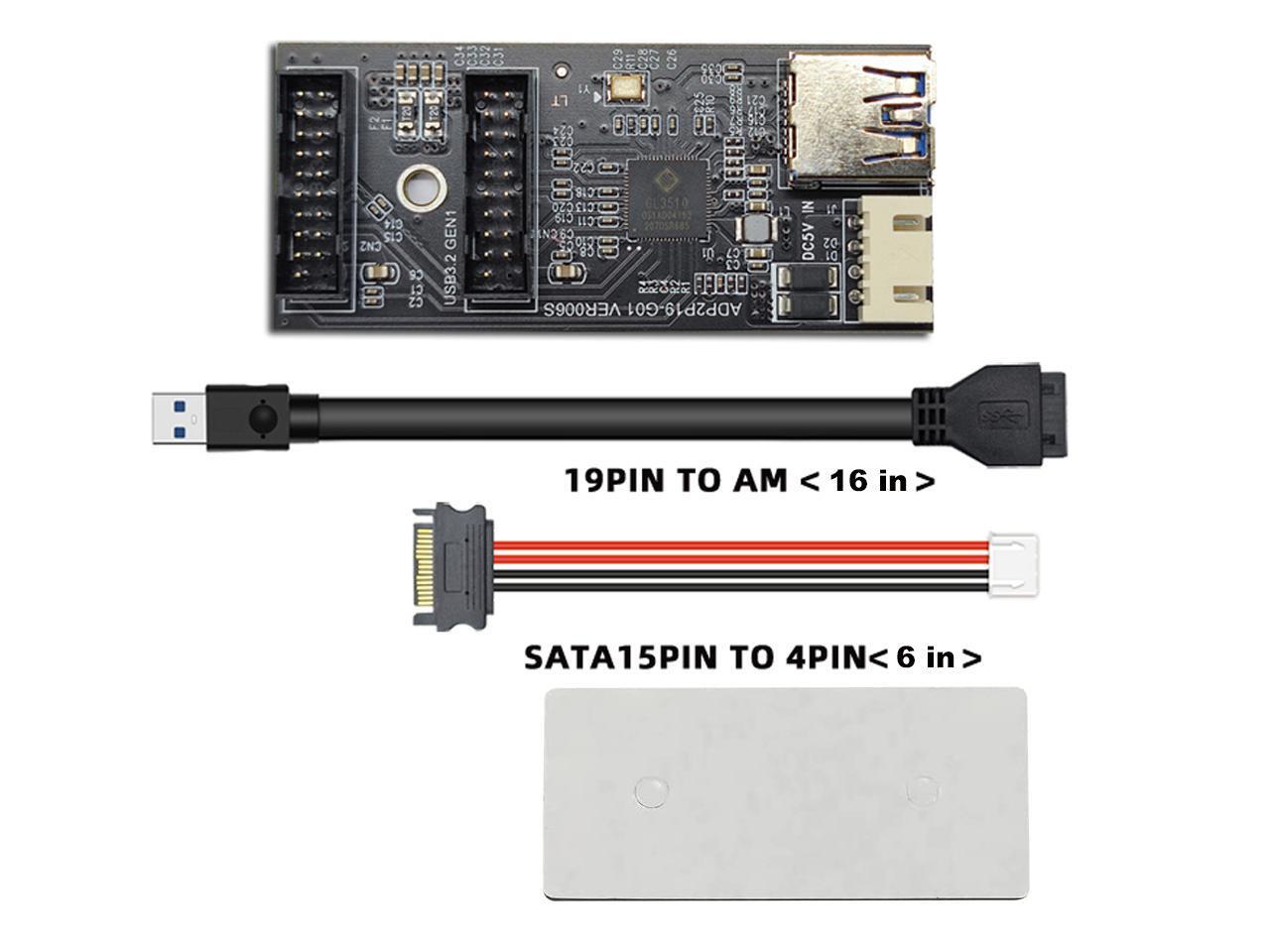 Internal USB 3.0 Hub, Motherboard USB 19/20P to Dual Male Headers ...