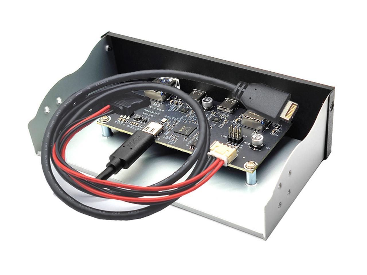 USB 3.2 10Gbps USB Front Panel Hub 5.25 inch Bay 2x Type-C and 2x USB-A ...
