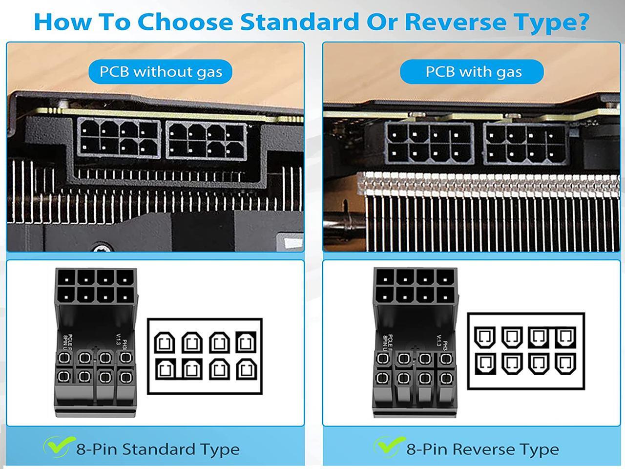 PCIe 8 Pin 180 Degree Power Adapter,U Turn Angled GPU VGA 8Pin ...