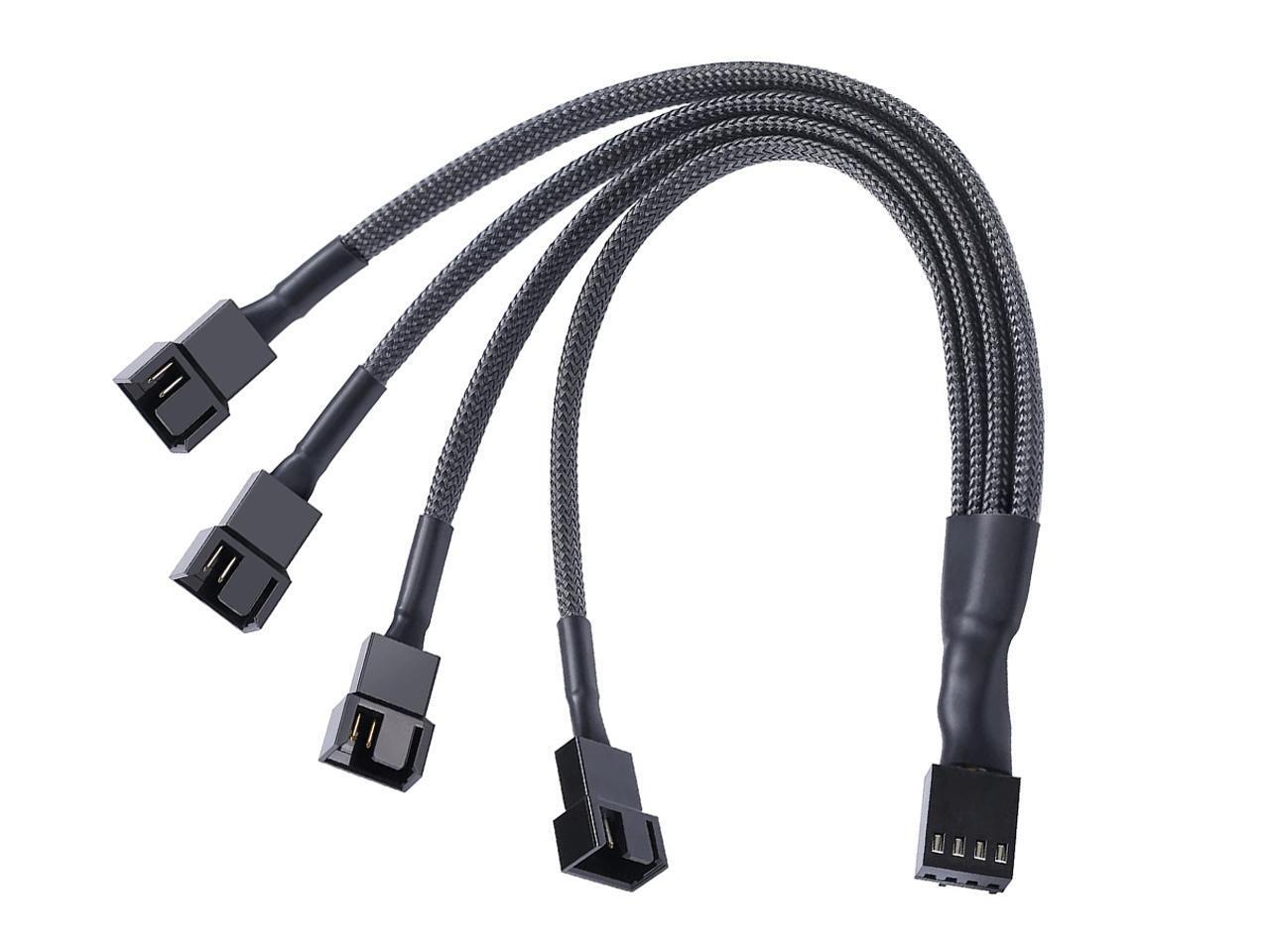 2 Pack 4-Pin PWM Fan Splitter Cable ,Sleeved Motherboard CPU Cooler ...