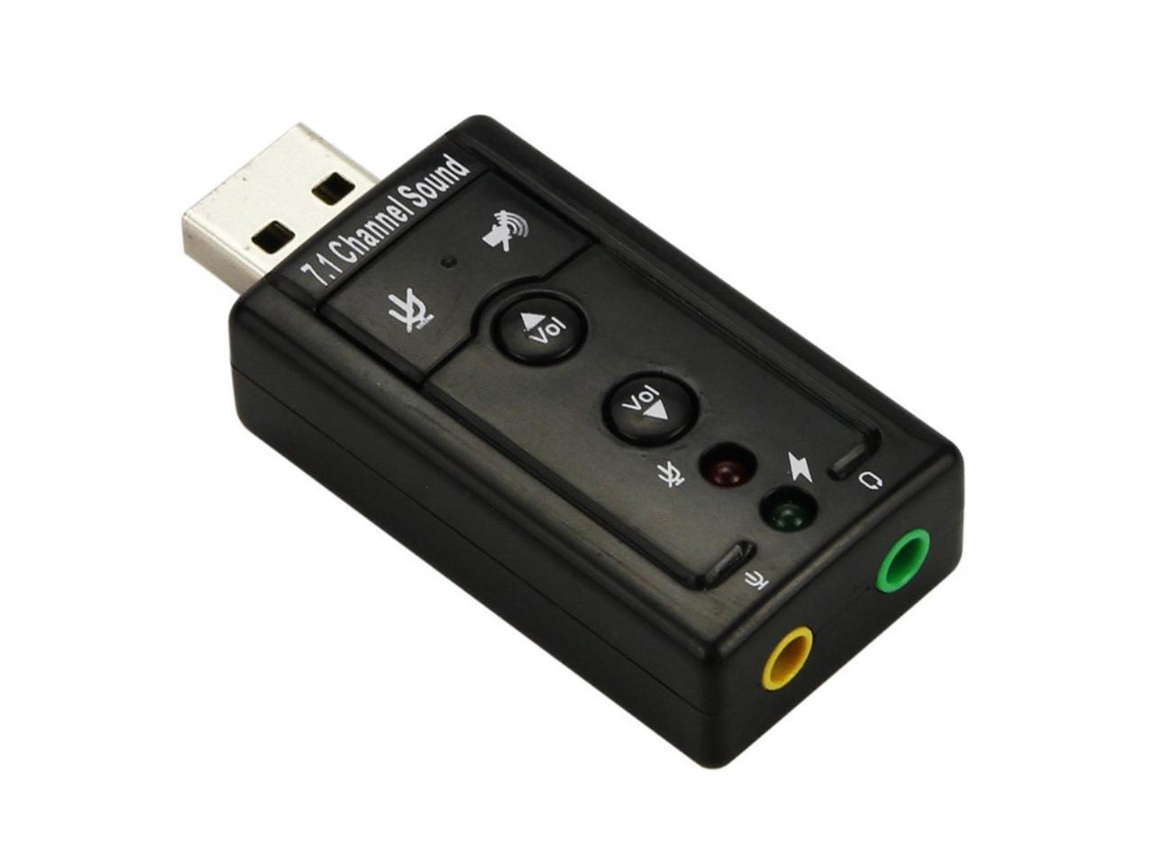 USB Sound Adapter,7.1-Channel USB 2.0 External Sound Card w/3.5mm Headphone and Microphone Jack ...