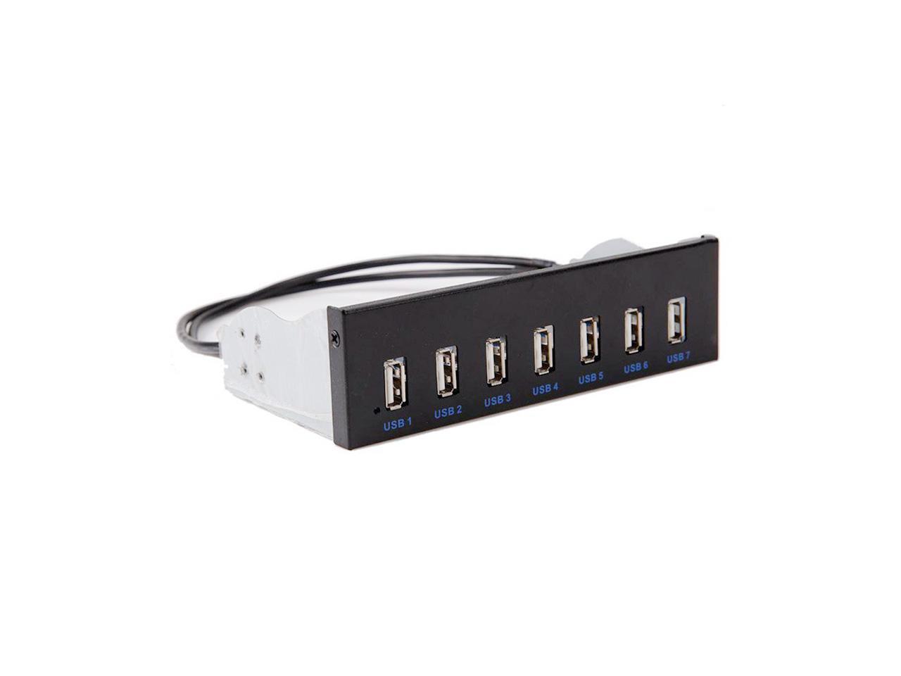 7 Port USB 2.0 5.25" Internal CD-ROM Bay Front Panel USB Hub,7 x USB 2. ...