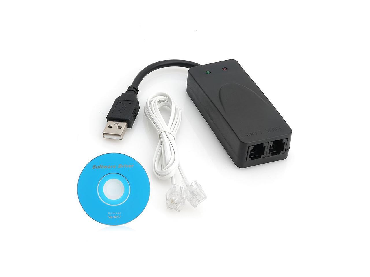 EnLabs USB 56K Voice Fax Data External V.90 V.92 Modem With Dual Ports ...