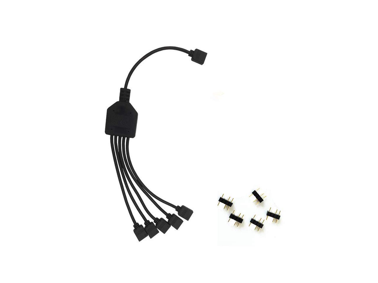 EnLabs 2 Pack 1-to-5 3 Pins Addressable RGB Splitter Y Cable,LED Strip ...